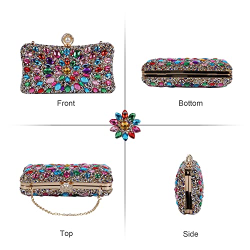 SUKUTU Women Rhinestone Evening Bag MultiColored Dazzling Crystal Clutch Bag Party Bridal Wedding Cocktail Handbag