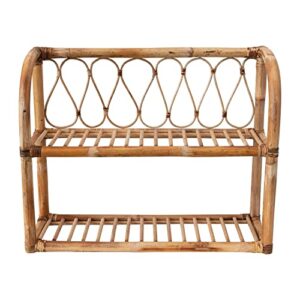 creative co-op rattan 2 shelves wall shelf, 25″ l x 9″ w x 20″ h, natural