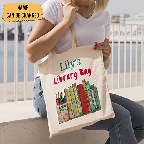 HYTURTLE Personalized Library Bag Canvas Tote Bags, Working Shopping Gifts For Women Girl Reading Lover Librarian On Birthday