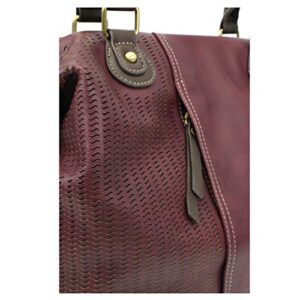 Chala Handbags LaserCut Totes Shoulder Purse with Matching Wallet Gift Set (Plum Sunflower Tote & Cellphone Crossbody Gift Se)