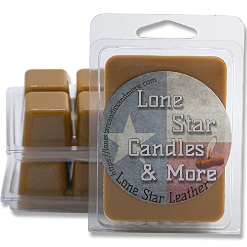 Leather, Lone Star Candles & More's Premium Strongly Scented Hand Poured Wax Melts, Authentic Aroma of Genuine Leather, 18 Wax Cubes, USA Made in Texas 3-Pack