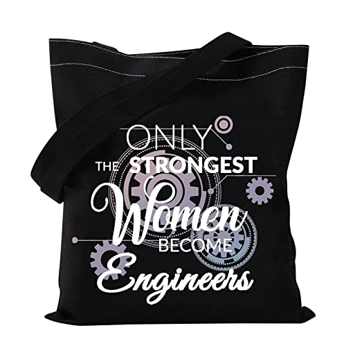 VAMSII Woman Engineer Gift Tote Bag Engineering Gifts for Women only the Strongest Women Become Engineers Gifts Shoulder Bag(black tote)