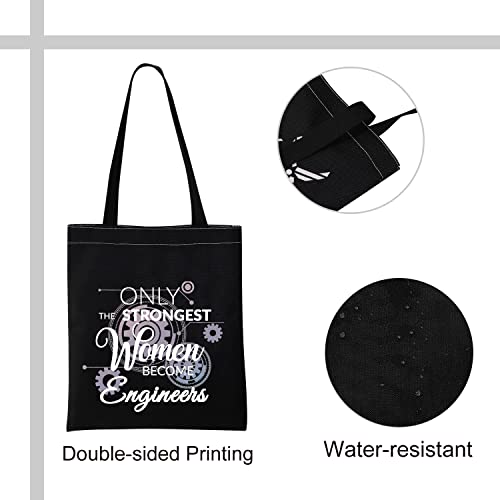 VAMSII Woman Engineer Gift Tote Bag Engineering Gifts for Women only the Strongest Women Become Engineers Gifts Shoulder Bag(black tote)