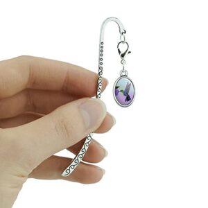 Hummingbird Crowned Woodnymph Purple Violet Metal Bookmark Page Marker with Oval Charm