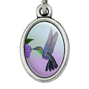 Hummingbird Crowned Woodnymph Purple Violet Metal Bookmark Page Marker with Oval Charm