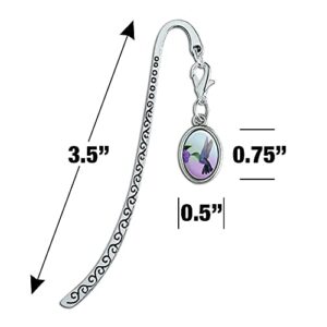 Hummingbird Crowned Woodnymph Purple Violet Metal Bookmark Page Marker with Oval Charm