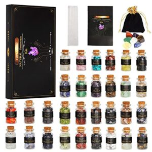 crystals and healing stone witchy gifts for witchcraft supplies 30 pcs bottles gemstones and crystals set wiccan supplies and tools for witchcraft 7 pcs chakra stones spiritual gift for women beginner