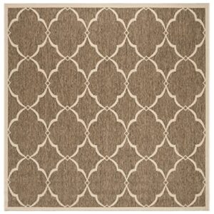 safavieh beach house collection 4′ square beige/cream bhs125d moroccan trellis geometric indoor/ outdoor non-shedding easy patio backyard porch deck mudroom area rug accent rug