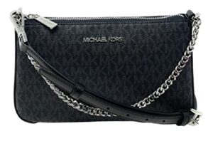 michael kors jet set travel medium pouchette crossbody bag (black)