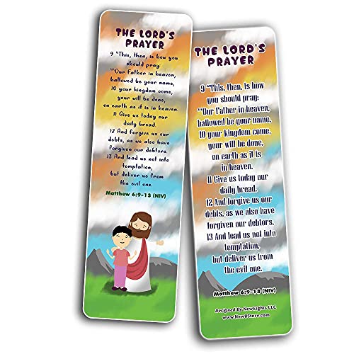 The Lord's Prayer Bible Bookmarks for Kids (12-Pack) - VBS Sunday School Easter Baptism Thanksgiving Christmas Rewards Encouragement Gift