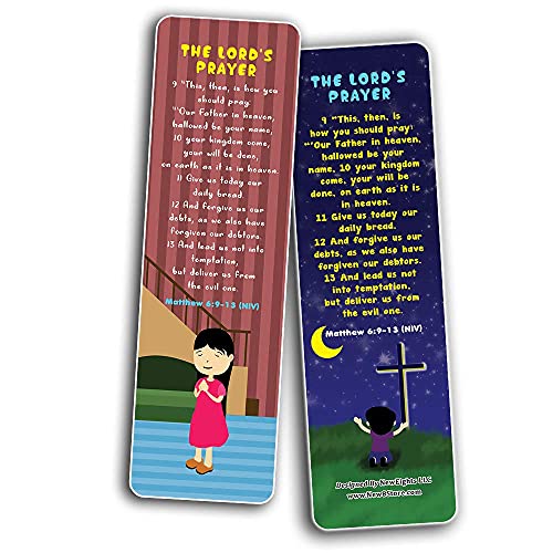 The Lord's Prayer Bible Bookmarks for Kids (12-Pack) - VBS Sunday School Easter Baptism Thanksgiving Christmas Rewards Encouragement Gift