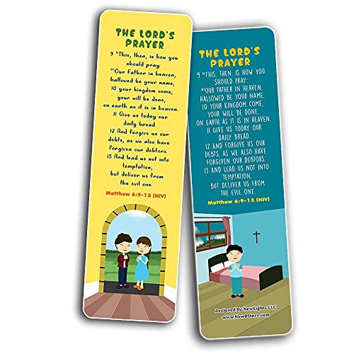 The Lord's Prayer Bible Bookmarks for Kids (12-Pack) - VBS Sunday School Easter Baptism Thanksgiving Christmas Rewards Encouragement Gift