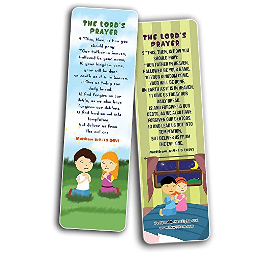 The Lord's Prayer Bible Bookmarks for Kids (12-Pack) - VBS Sunday School Easter Baptism Thanksgiving Christmas Rewards Encouragement Gift