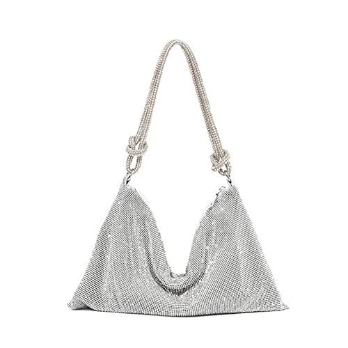 theops Large Rhinestone Crystal Purses and Handbags for Women Silver Evening Bag Bling