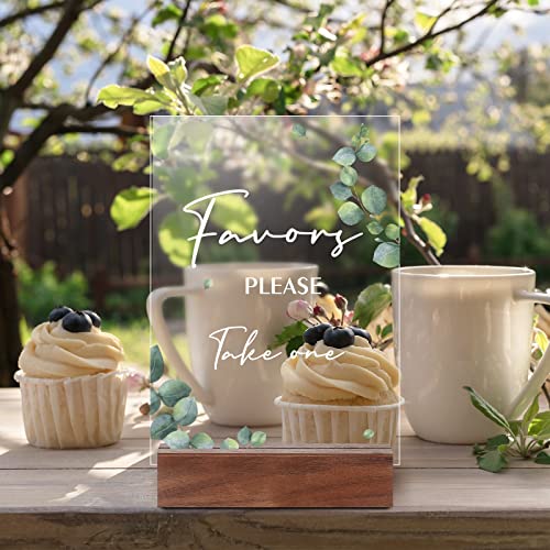 4 Pcs Acrylic Wedding Reception Signs with Wood Stand Clear Gifts and Cards Sign with Holder Please Sign Our Guestbook 5 x 7 Inch Rustic Calligraphy Wedding Sign for Wedding Ceremony Reception(Leaves)