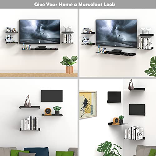 KAVACH DIY Art Wall Mount Shelf, Solid Aluminum Metal Floating Shelves, Artwork Storage Folding Shelving, TV PS4 Stand for Home Office Hotel Bedroom Bathroom Living Room Bar Decor