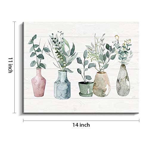 Creoate Bathroom Decor, Botanical Bathroom Pictures Wall Art Bottles and Plants Print Canvas Art Rustic Wood Textured Framed Artwork for Home Decor, Bathroom Aesthetic Decor, Ready to Hang