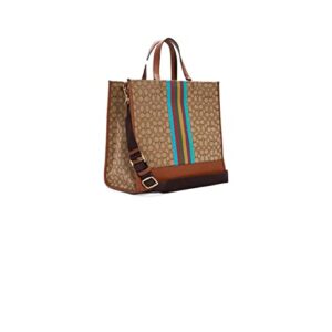 COACH Dempsey Tote 40 Inch Signature Jacquard With Stripe And Coach Patch, Brown Multi