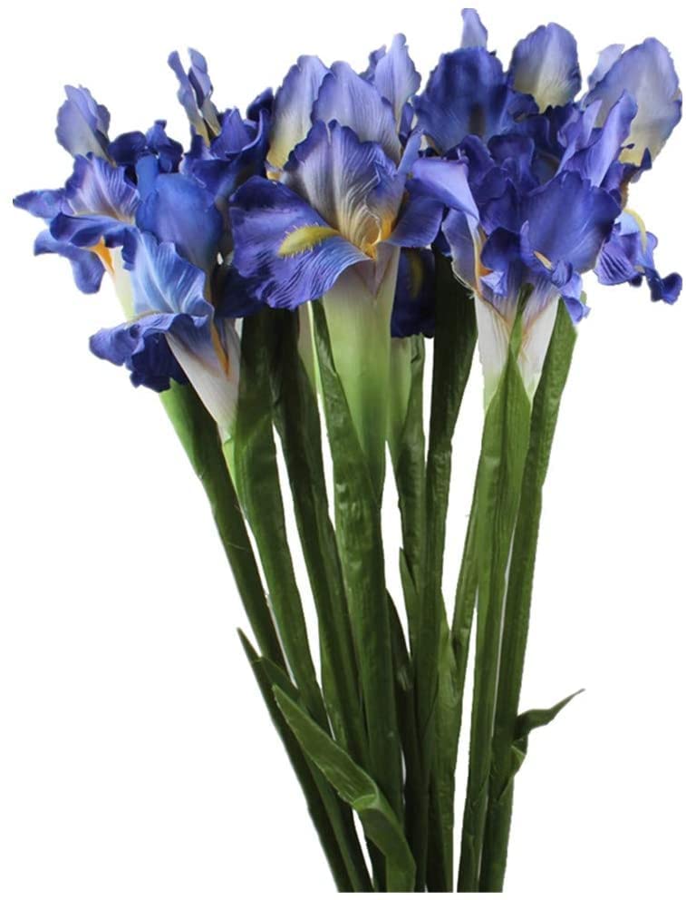 Xidmold 4 Bundle Real Touch Long Stems Iris Flower Silk Artificial Ireland Irish Iris Fake Flower for Wedding Decor Home Flower Arrangements Decoration (Blue)