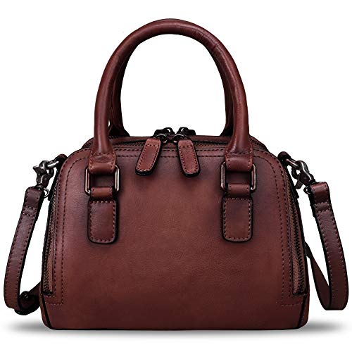 Genuine Leather Handbags for Women Vintage Handmade Top-Handle Handbag Purse Shoulder Bag Cowhide Satchel Bags for Ladies