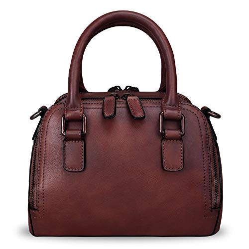 Genuine Leather Handbags for Women Vintage Handmade Top-Handle Handbag Purse Shoulder Bag Cowhide Satchel Bags for Ladies