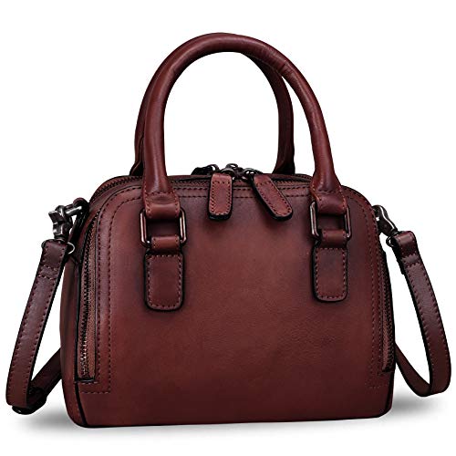 Genuine Leather Handbags for Women Vintage Handmade Top-Handle Handbag Purse Shoulder Bag Cowhide Satchel Bags for Ladies