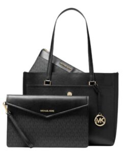 michael michael kors maisie large pebbled leather 3-in-1 tote bag (black)