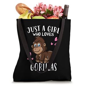 Funny Gorilla Lover Just A Girl Who Loves Gorillas Tote Bag