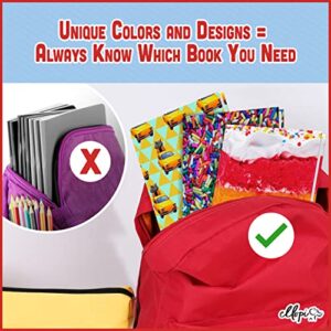 Easy Apply Stretchable Book Cover 4 Pack. 2 Solid and 2 Design Standard Jackets Fit Hardcover Textbooks Up to 8" x 10". Adhesive-Free, Nylon Fabric Protectors. Washable, Reusable Student School Supply