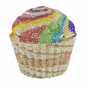 djbm cute cupcake rhinestone clutch diamond crystal purse evening bags for women party wedding cocktail prom, multicolor