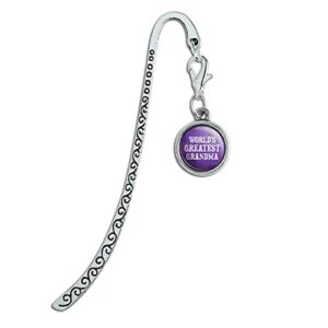 world’s greatest grandma grandmother purple metal bookmark page marker with charm