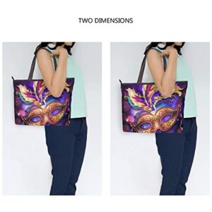 Colorful Mardi Gras Mask Women Handbags Purses Tote Shoulder Bag Top Handle Bag for Daily Work Travel