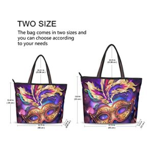 Colorful Mardi Gras Mask Women Handbags Purses Tote Shoulder Bag Top Handle Bag for Daily Work Travel