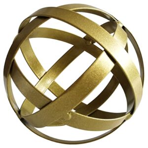 decorative sphere – metal band sphere – home decor accents – tabletop decorations for living room (gold)