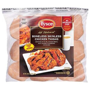 tyson boneless skinless chicken thighs, 2.5 pound — 12 per case.