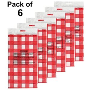 Sonluma 6 Pack 108" X 54" Red Checkered Premium Disposable Plastic Tablecloth for 8ft Long Rectangle Tables, Waterproof Covers for Indoor or Outdoor Events & Parties