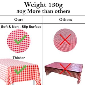 Sonluma 6 Pack 108" X 54" Red Checkered Premium Disposable Plastic Tablecloth for 8ft Long Rectangle Tables, Waterproof Covers for Indoor or Outdoor Events & Parties