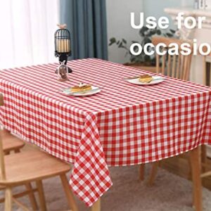 Sonluma 6 Pack 108" X 54" Red Checkered Premium Disposable Plastic Tablecloth for 8ft Long Rectangle Tables, Waterproof Covers for Indoor or Outdoor Events & Parties