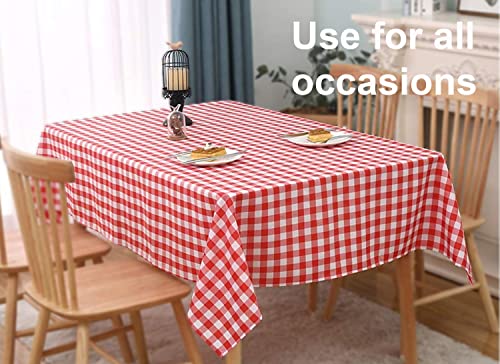 Sonluma 6 Pack 108" X 54" Red Checkered Premium Disposable Plastic Tablecloth for 8ft Long Rectangle Tables, Waterproof Covers for Indoor or Outdoor Events & Parties