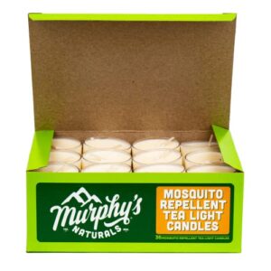 Murphy's Naturals Mosquito Repellent Tea Light Candles | DEET Free | Made with Essential Oils and a Soy/Beeswax Blend | 4 Hour Burn Time Per Candle | 36 Candles Per Box