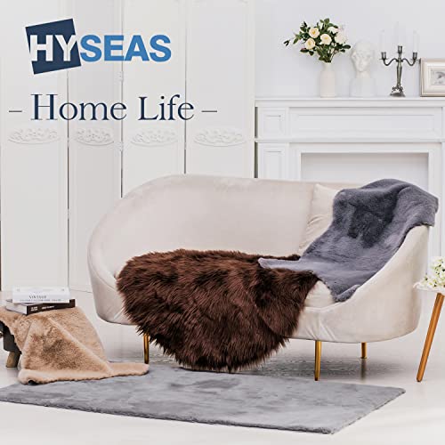 HYSEAS Luxurious Faux Rabbit Fur Rug, 3x5 Feet Rectangle Ultra Soft Fluffy Plush Shaggy Carpet Throw Area Rug for Floor, Sofa, Bedroom, Living Room, Home Decoration, Grey