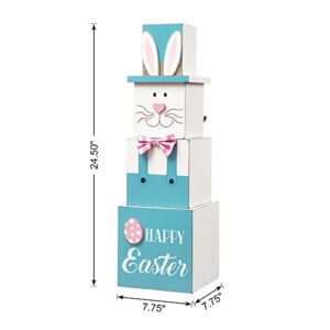 glitzhome 24.5" H Double Sided Wooden Porch Decor Easter and July 4th, Easter Bunny Uncle Sam Nesting Boxes with Lid Decorative Boxes for National Day Easter