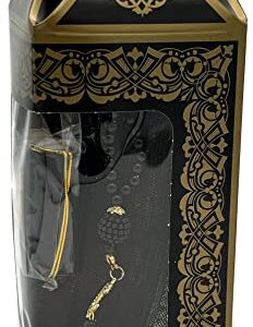 Ramadan Gift Set Prayer Rug Janamaz Seccade Pearl Tasbeeh Prayer Beads and Car Decor Mini Quran 3pcs/Set (Black)