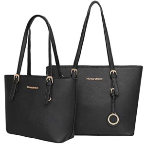 montana west tote handbags for women vegan leather shoulder bag large and medium 2pcs purses set b2b-mwc2-g030bk