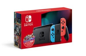 nintendo switch w/neon blue & neon red joy-con + mario kart 8 deluxe (full game download) + 3 month switch online individual membership