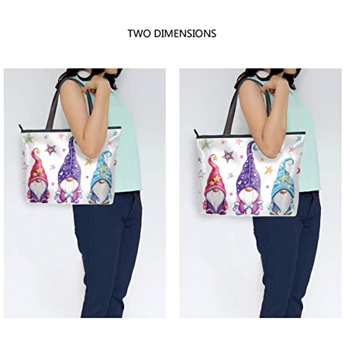 Magic Gnomes with Stars Shoulder Tote Bag Purse Top Handle Satchel Handbag for Women Work School Travel