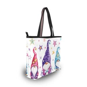 Magic Gnomes with Stars Shoulder Tote Bag Purse Top Handle Satchel Handbag for Women Work School Travel