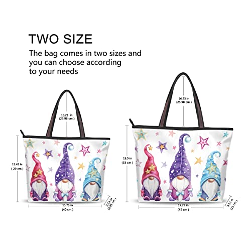 Magic Gnomes with Stars Shoulder Tote Bag Purse Top Handle Satchel Handbag for Women Work School Travel