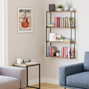 Wallniture Porto Floating Shelves for Wall Storage, Bookshelf Living Room Decor, Kitchen Organization, 4-Tier Bathroom Shelves, Wall Shelves for Bedroom Burnt Finish