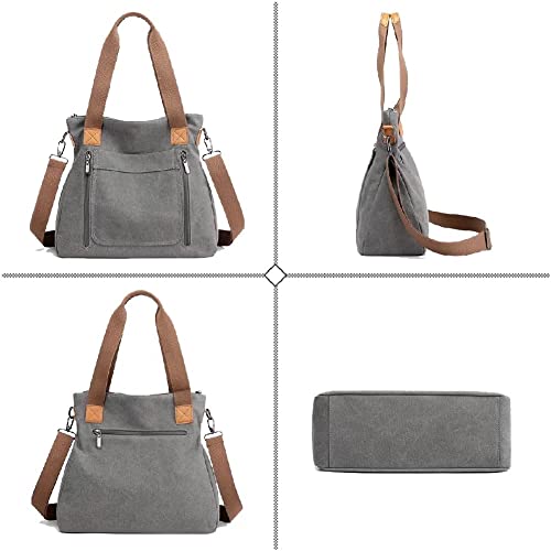 SULCET Canvas Handbag for Women Cloth Tote Shoulder Purses Hobo Casual Crossbody Bag Large Top Handle Shopper Bag